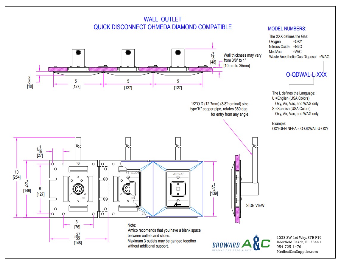 Amico O-FASC-QD-U-OXY Oxygen Ohmeda Latch Valve Assembly | Broward A&C ...