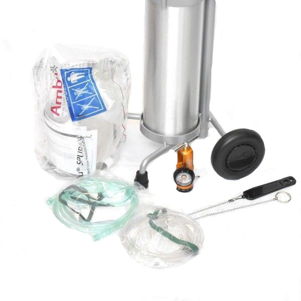 EMERGENCY E O2 SETUP WITH ADULT O2 MASK AND AMBU RESUSCITATION RESCUE ...