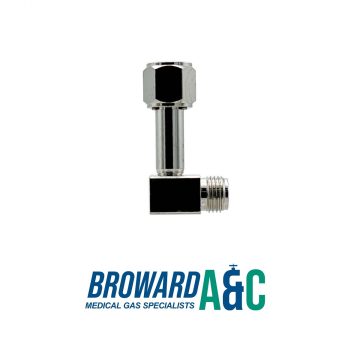 Precision Medical 0706 Oxygen DISS 90° Elbow Male by Hex Nut with 1-1/2 ...