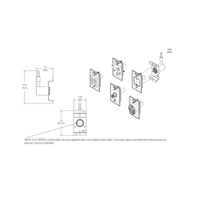 Amico O-BAKCONB-U-OXY O2 Outlet Console Rough-In – Broward A&C Medical ...