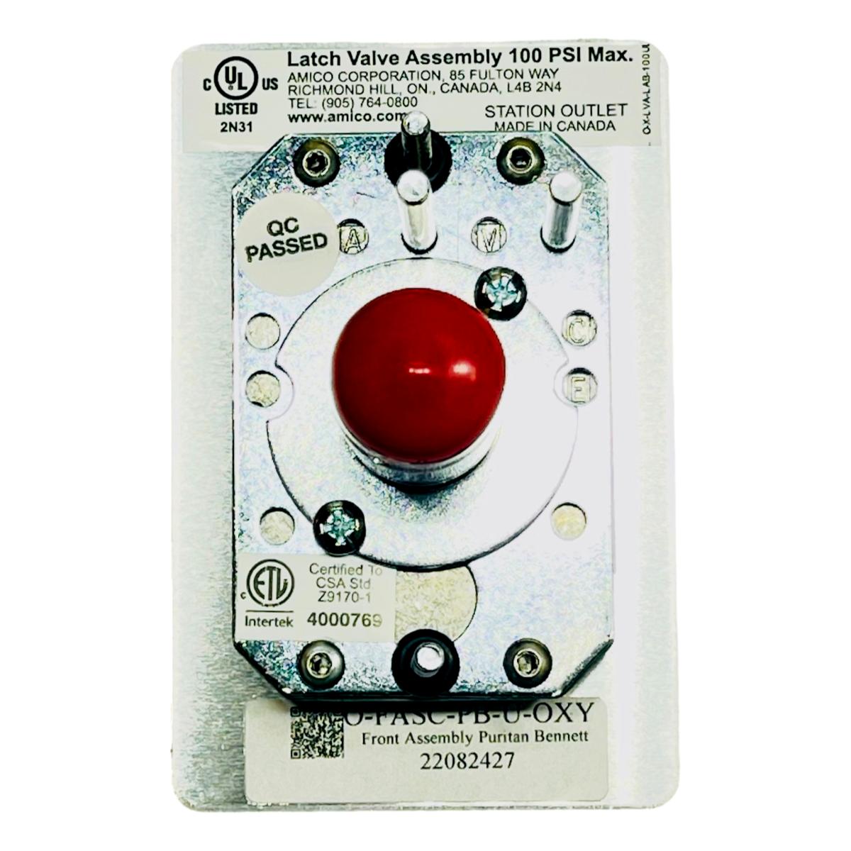 Amico O-FASC-PB-U-OXY Medical O2 Puritan-Bennett Concealed Latch Valve ...