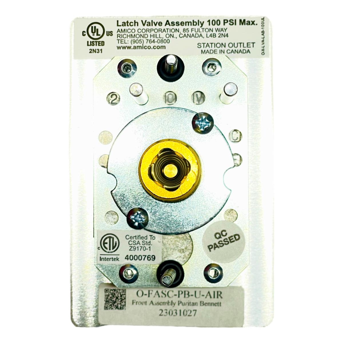 Amico O-FASC-PB-U-AIR Medical Air Puritan-Bennett Concealed Latch Valve ...