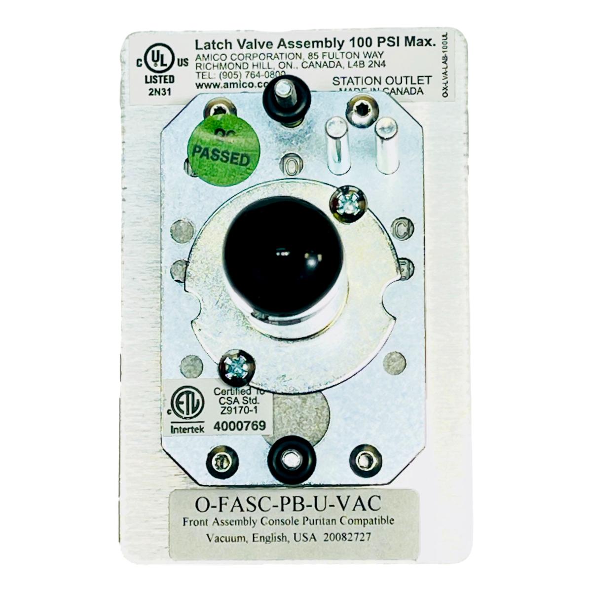 Amico O-FASC-PB-U-VAC Medical Vacuum Puritan-Bennett Latch Valve ...