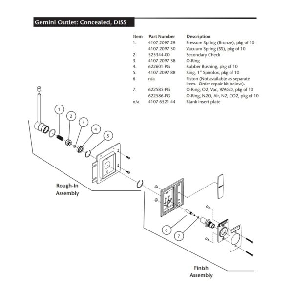Beacon Medaes 290802-PG DISS Outlet Secondary Check Rough-In Repair Kit ...