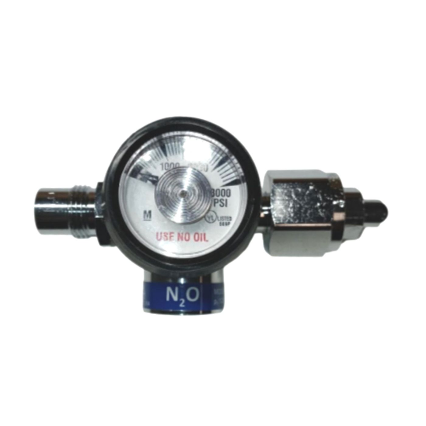 50 PSI PRESET REGULATOR WITH 1/4″ NPT MALE INLET & DISS N2O MALE OUTLET ...