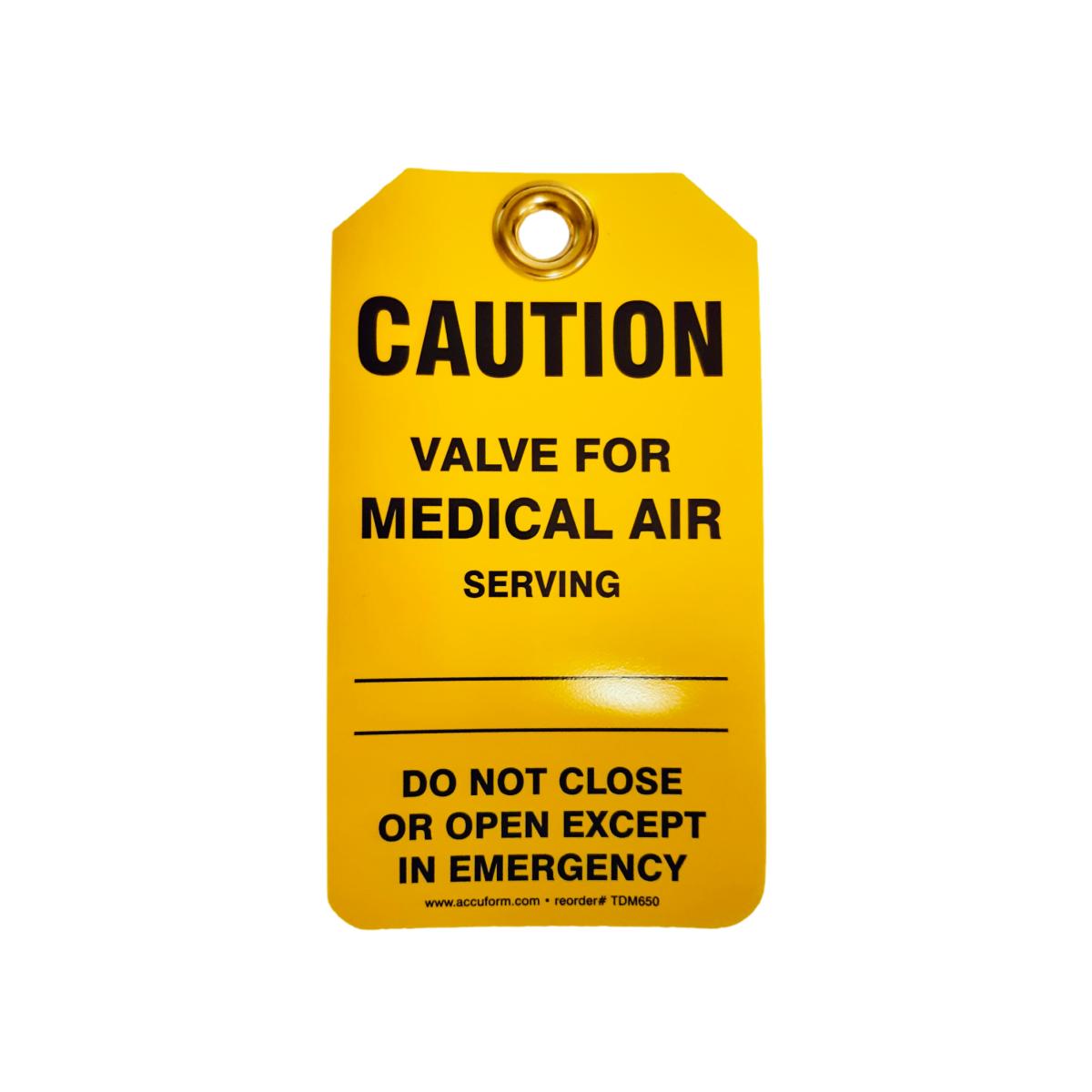 Broward A&C Medical 12621 Medical Air Source Valve Tag – Broward A&C ...