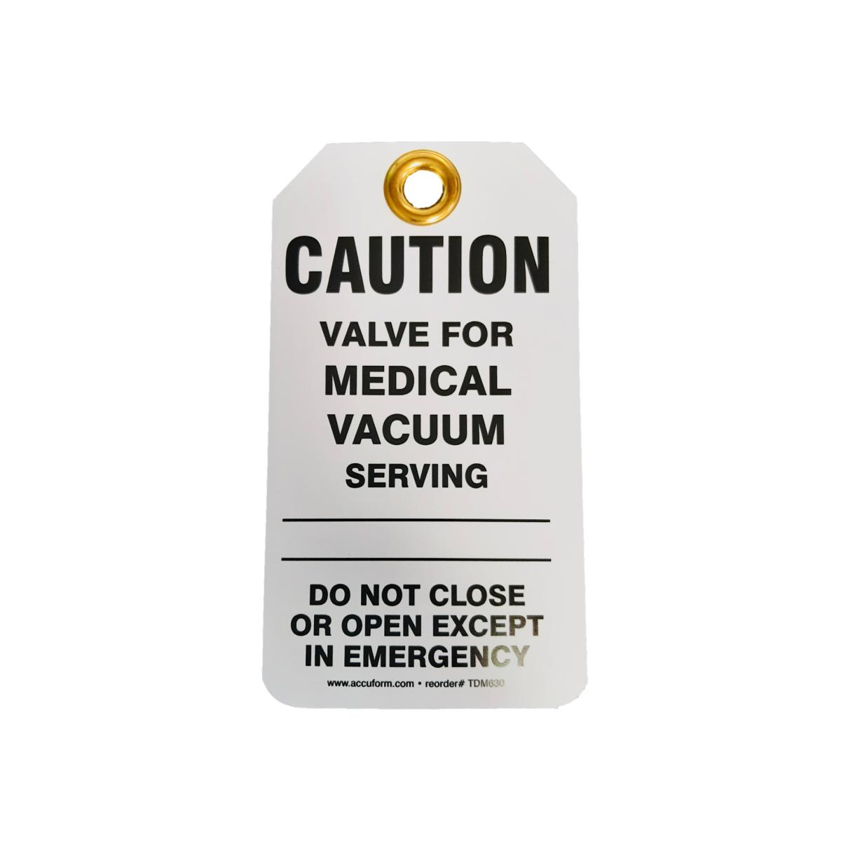 Broward A&C Medical 12622 Medical Vacuum Source Valve Tag – Broward A&C ...